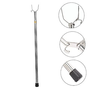 clothes rail closet pole mahl stick laundry grabber tight reach shepard hook stick clothes reaching clothesline prop hooks closet reacher pole clothing Stainless steel fork