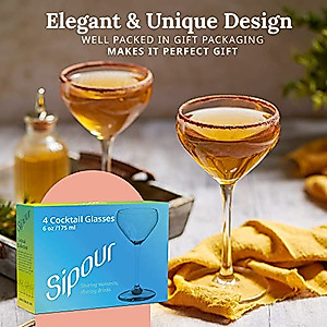 Nick and Nora Coupe Glasses – Martini Cocktail Glasses Set of 4 (5.7 oz) – Elegant Manhattan Glasses for Hosting Parties – Hand-Blown Lead-Free Crystal Cups