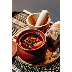 Generic Cute Mini Kitchen Clay Cooking Pot - Traditional Ceramic Pot with Lid for Healthy Cooking - Multipurpose Cooking Pot Use for Home Kitchen or Restaurant, 9cmx12cmx12cm, Brown