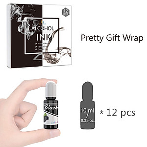 White & Black Alcohol Ink Set - 4 Ounce White and Black Alcohol-Based Inks for Resin Petri Dish Making, Epoxy Resin Painting, Yupo Paper - Alcohol Paint Color Dye for Resin Art, Tumbler - 60ml Each