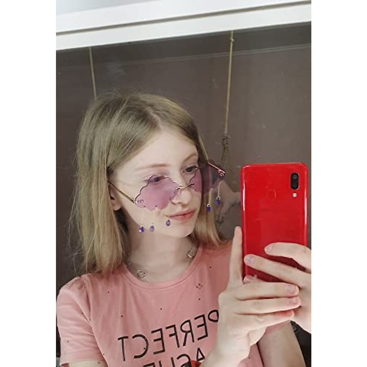 FEISEDY Retro Cloud RimlessTassel Sunglasses Women Funny Party Disco Dripping Cloud sunglasses Eyewear B2834