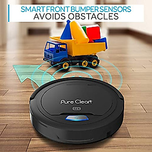 SereneLife Pure Clean Robot Vacuum Cleaner - Upgraded Lithium Battery 90 Min Run Time - Automatic Bot Self Detects Stairs Pet Hair Allergies Friendly Robotic Home Cleaning for Carpet Hardwood Floor