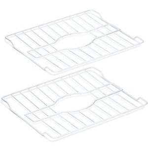DecorRack Sink Protectors for Kitchen Sink, 12" x 10" Metal Dish Drying Rack for Sink, Sink Grate with Center Drain, Protects from Stains, Scratches, Dishwasher Safe, Standard Size (2 Pack)