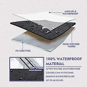 GORDITA Patio Furniture Covers, 83 x 51 x 29 inch Waterproof Patio Table Cover, Durable 420D Outdoor Furniture Covers with 4 Windproof Buckles, Large Patio Cover for 6- 8 Seats