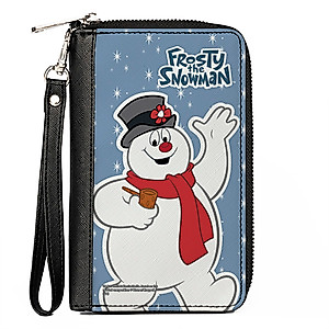 Buckle-Down Women's PU Zip Around Wallet Rectangle-Frosty The Snowman, 7.5"x4.5"
