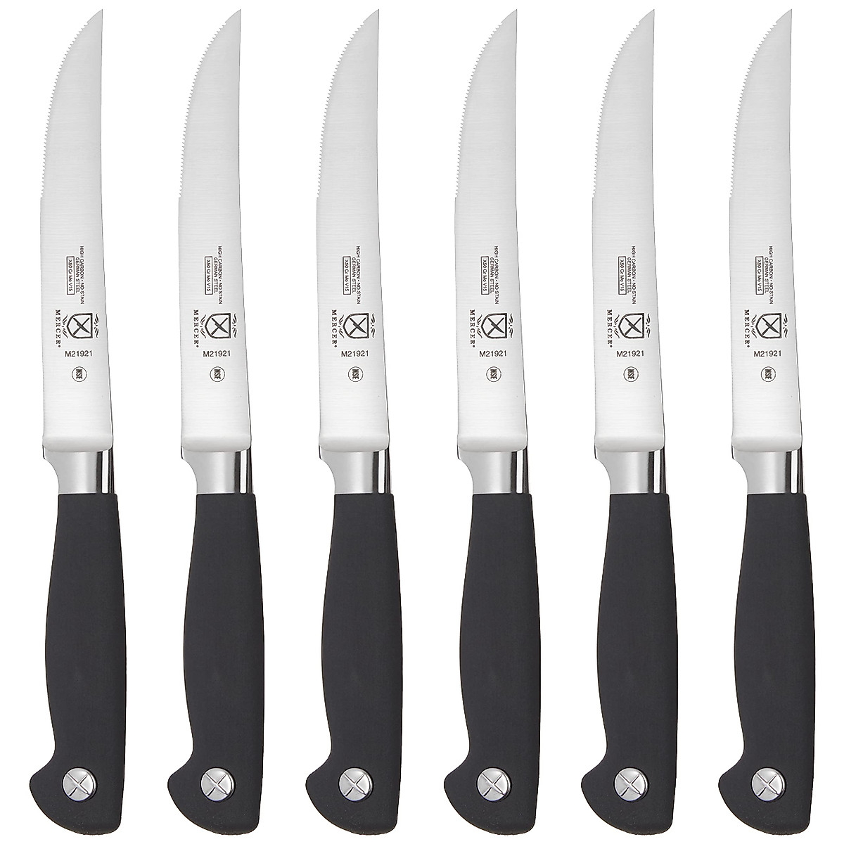 Mercer Culinary Genesis 7-Piece Forged Steak Knife Set, Steel/Black