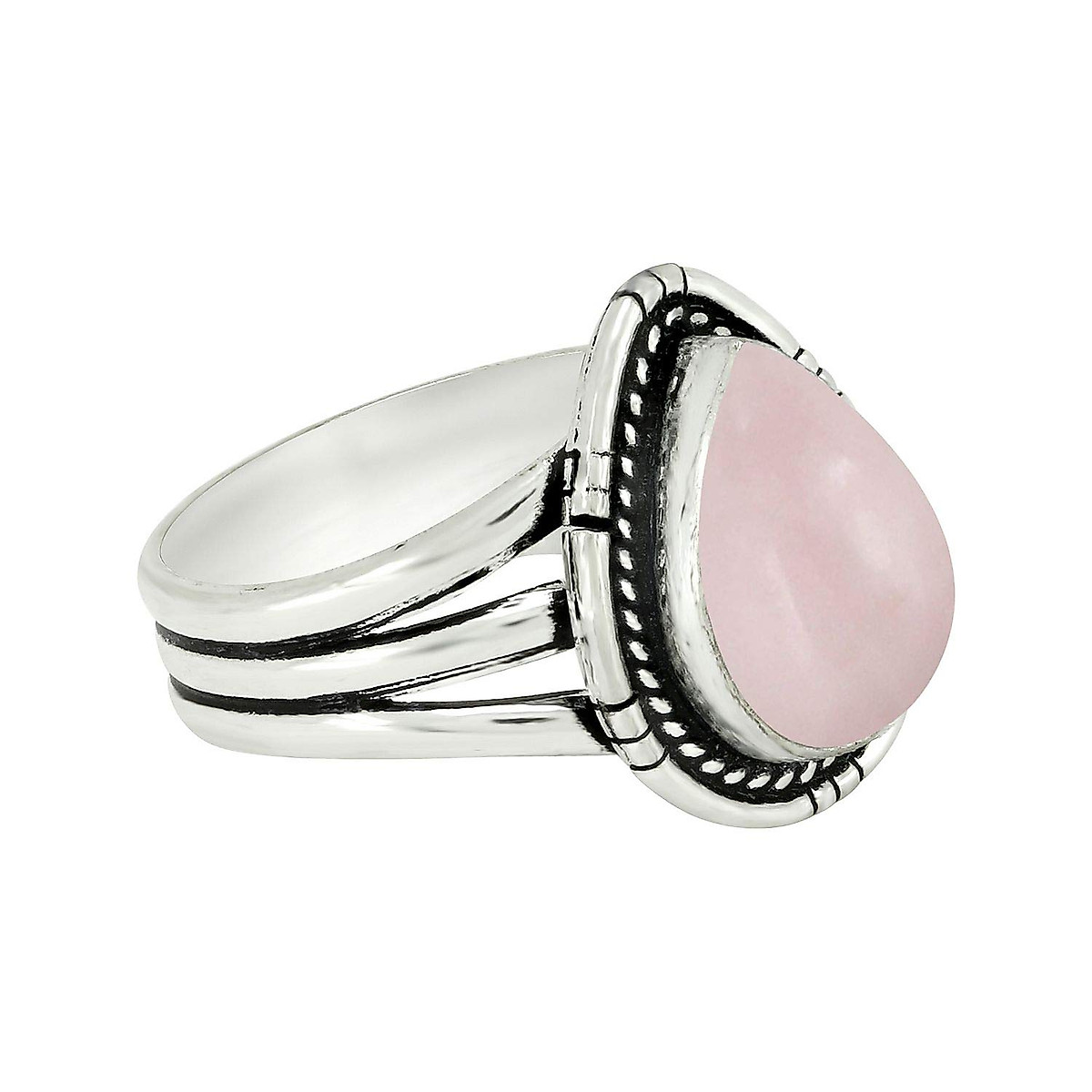 5.08Cts Solitaire Natural Rose Quartz 925 Silver Plated Ring Size 12 For Women, Handmade Pink Stone January Birthstone Ring Jewelry Gift For Women Mom Wife
