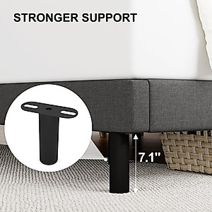 Generic Queen Bed Frame Upholstered Platform with Headboard, Linen Fabric Wrap, Strong Frame and Wooden Slats Support, Easy Assembly No Box Spring Needed,Non-Slip and Noiseless, E Dark Grey