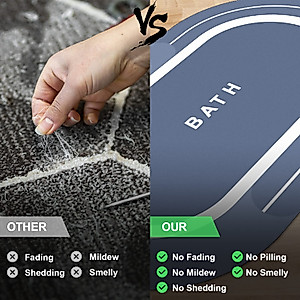 ibetto Quick Drying Bath Rug Super Absorbent Anti Slip Bathroom Rugs Rubber Kitchen Floor Mat Bath Rugs Simple Bath room Door Mat Shower Rug for in Front of Bathtub Blue (Small,40 * 60cm)