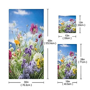 Flradish Flower Towels 3 Pack Bath Towels for Bathroom Set Soft Cotton Highly Absorbent Lightweight & Quickdry Towel Set 1 Bath Towel,1 Hand Towel,1 Washclothe