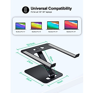 RIWUCT Foldable Laptop Stand, Height Adjustable Ergonomic Computer Stand for Desk, Aluminum Portable Laptop Riser Holder