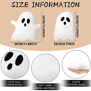 Soaoo 4 Pcs Halloween Throw Pillows Decorative Spooky Pillows for Sofa Bed Stuffed Halloween Pillow for Couch Party Outdoor Home Decorations Ghost Decor Cushion