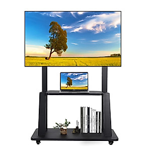 Maiproo Mobile TV Cart Rolling Floor Stand for 32-70 Inch LCD LED OLED Flat Panel Screens Smartboard Movable Holds up to 100lbs with Shelf Locking Wheel Height Ajustable Heavy-Duty