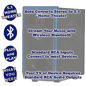 Acoustic Audio AA5102 Bluetooth 5.1 Speaker System with Optical Input and 5 Extension Cables