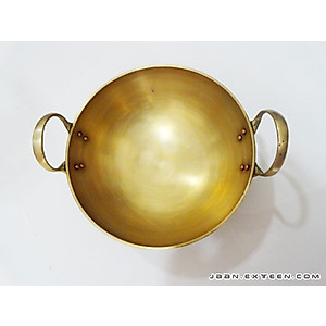 No 16 Wok Brass Pan Home Cooking Food Dessert for Thai Chinese Japanese Korean Diameter 13.5 inches