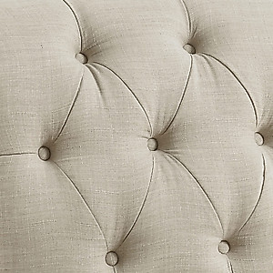 Rosevera Avondale Upholstered Tufted Fine Polyester Loveseat Sofa Bench with Armless Design Easy Assembly for Living Room Bedroom, Beige Chair