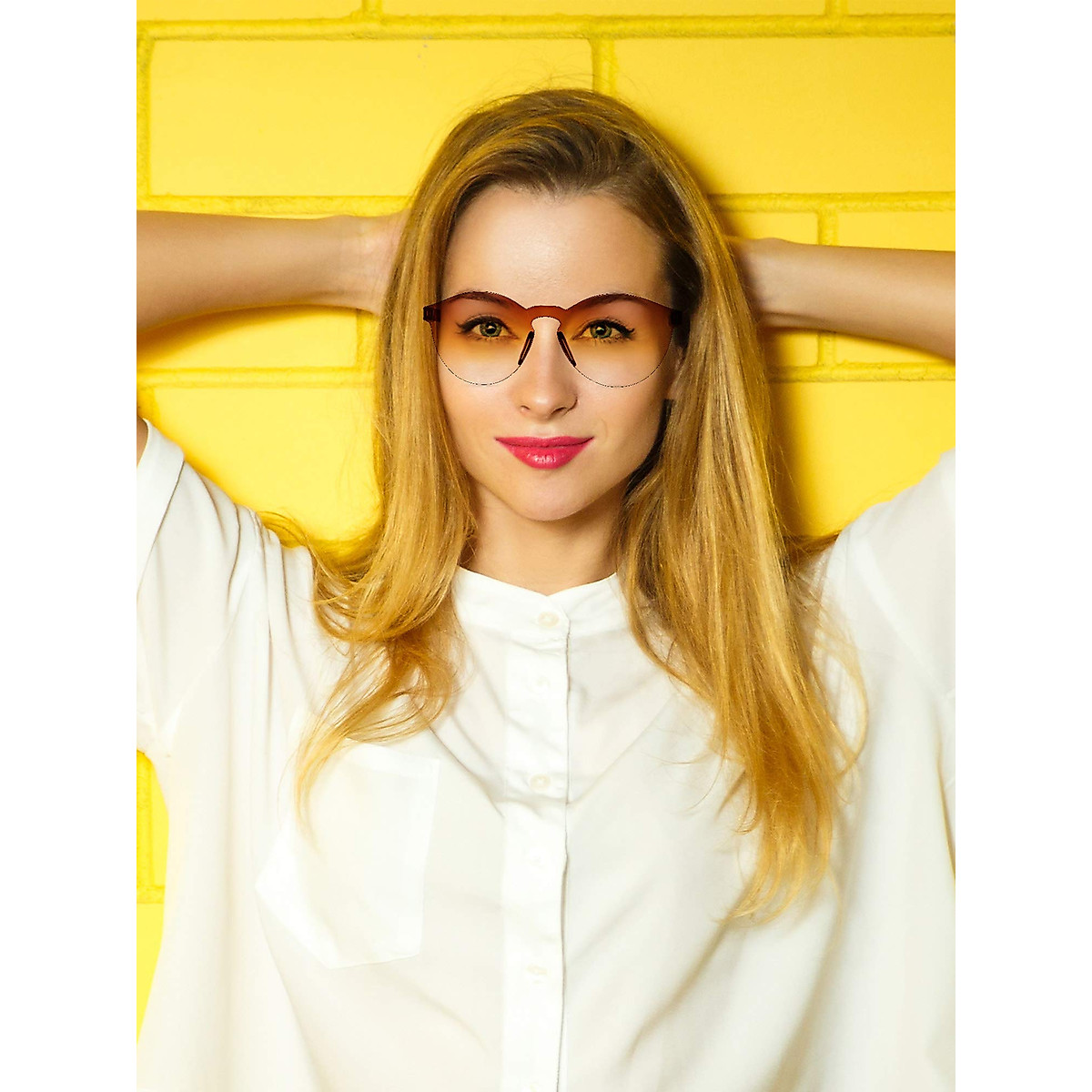 Gejoy 21 Pieces Round Rimless Sunglasses Transparent Candy Color Tinted Eyewear, Multicoloured, Medium