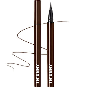IM UNNY Skinny Fit Art Liner (A02 Deep Brown), Liquid Eyeliner with 0.01mm Micro Tip for Ultra Precise Waterproof Smudge Proof Eyeliner, Longlasting with Full Pigment formula, Korean Makeup