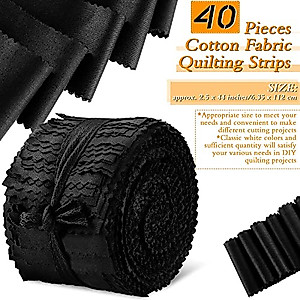 Boao 40 Pieces Fabric Strips Rolls Collection Jelly Fabric Strips for Quilting Roll up Fabric Craft Patchwork Strips DIY Sewing Fabric Rolls for Handmade Favors (Black, 2.5 x 44 Inch)
