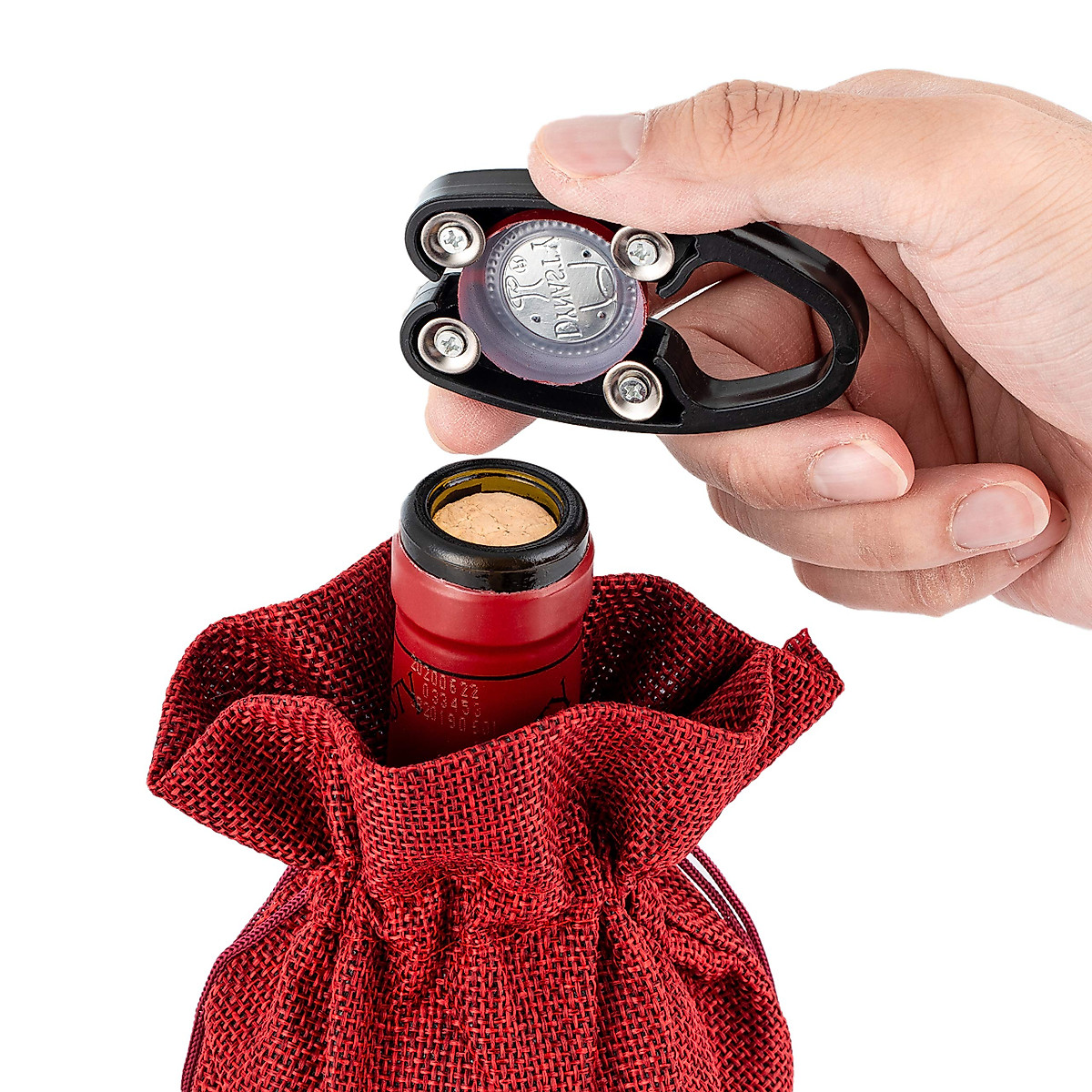 Wine Ziz Black Screw-pull Lever Corkscrew Wine Bottle Opener Set with Bonus Foil Cutter Tool and Extra Spare Corkscrew Spiral, Heavy-Duty Metal Manual Cork Screw, Best Wine Gift Kit (Silver)