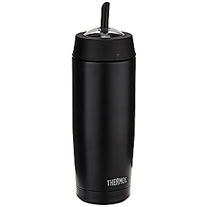 Thermos 18 Ounce Vacuum Insulated Cold Cup with Straw, Black