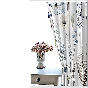Blackout Curtains 84 inch Length 2 Panels Set Floral Artistic Drapes Leah Beige Poppy Flowers Light Blocking Thermal Black Liner Sound Proof Curtains for Bedroom Living Room, 42 x 84 inches