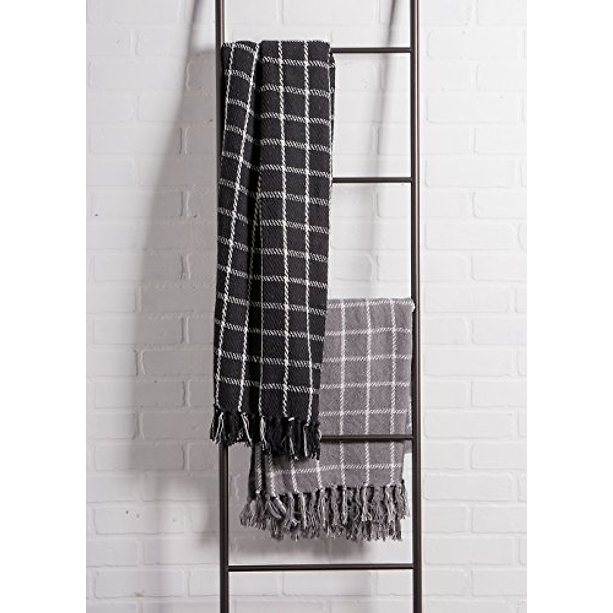 DII Transitional Checked Plaid Woven Throw, 50x60, Black