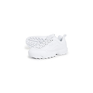 Fila Men's Strada Disruptor fashion sneakers, White/White/White, 9.5 US