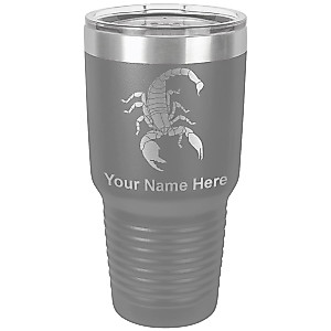 30oz Vacuum Insulated Tumbler Mug, Scorpion, Personalized Engraving Included (Gray)