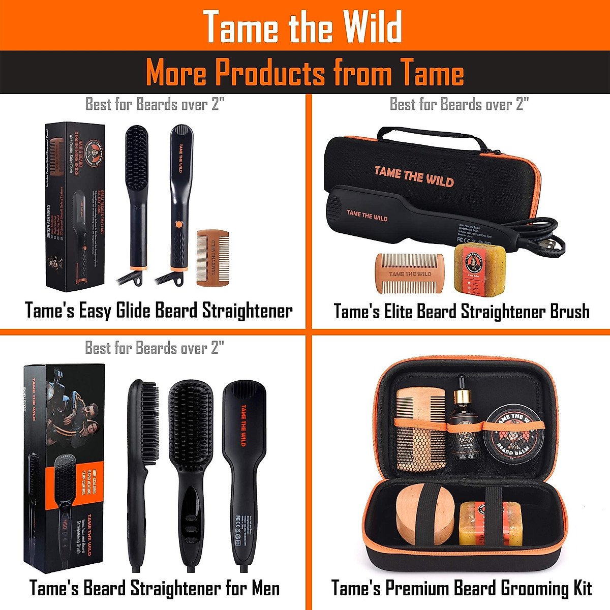 Tame the Wild Beard Straightener with Heat Protectant - Argan Oil, Keratin & Aloe Fortified Spray for Men's Hair & Beard - Large 8.5 Fl Oz Bottle