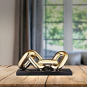 AURIM Modern Gold Chain Decor for Living Room - Home Coffee Table Sculpture - Modish Console, Shelves Art Pieces - Abstract Ceramic Decorations for House