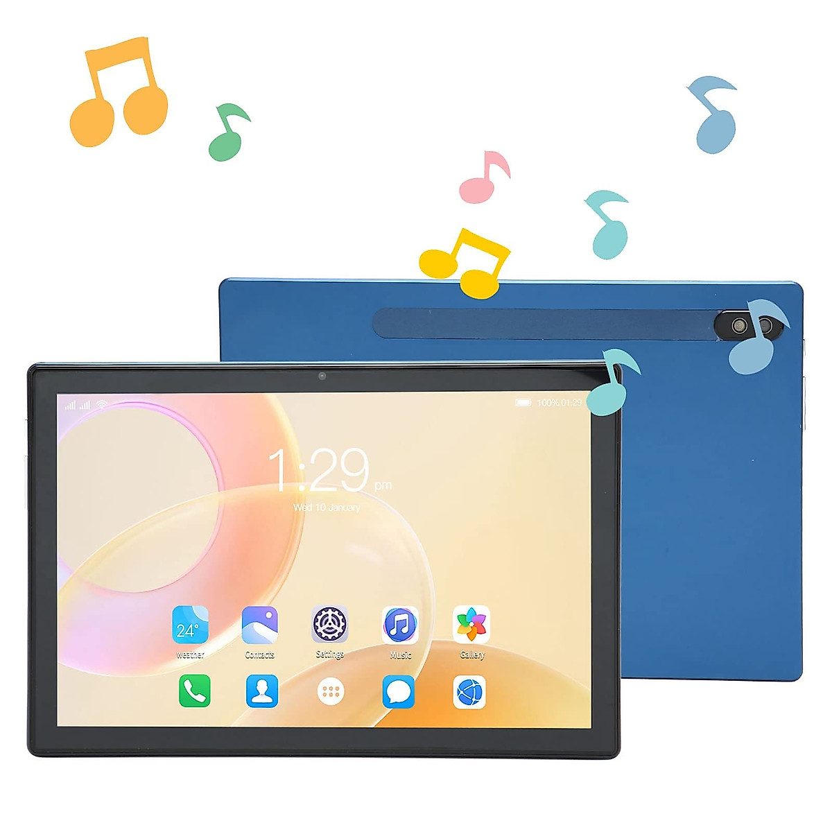 10 Inch Tablet, Dual Camera Office Tablet, IPS Screen, Blue, 2 Card Slots for Business (US Plug)