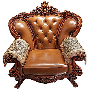 LUFEIJIASHI Luxury Couch Arm Covers,Washable Armrest Covers for Sofa,Anti Slip Recliner Chair Arm Covers Protectors for Leather Sofa Arm Cover Set of 2 (FLKF-Coffee)