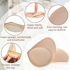 4 Pairs Push up Bra Inserts Breast Enhancer Cups Bra Pad Inserts Sewn Edges Bra Replacement Pad Sew in Bra Cups Sports (Beige)