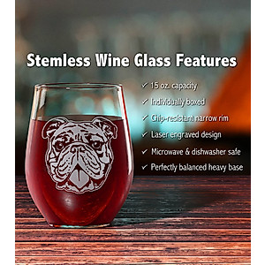 Promotion & Beyond Bulldog Face Cute Puppy Stemless Wine Glass - Funny Dog Mother Father Parent Owner Gift