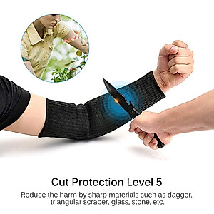 Zerone Arm Protectors for Thin Skin, Level 5 Heat/Burn/Cut Resistant Arm Protection Sleeves - Kevlar&Steel Wire Anti Abrasion Arm Guard for Men Women Garden Kitchen Farm Welding Work