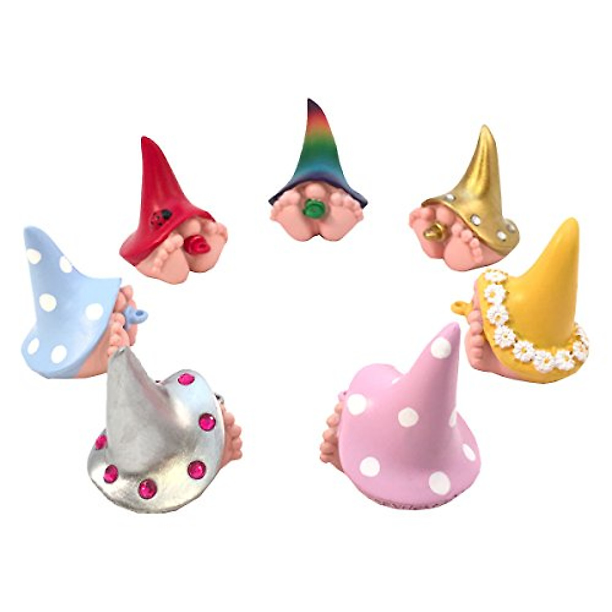 GlitZGlam Miniature Baby Gnomes 7 Pack Collection – The Adorable Baby Gnomes for The Fairy Garden That Garden Fairies Love