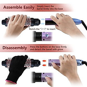 Homfu Curling Iron Set, 6 in 1 Hair Curling Wand with Curling Brush and 5 Interchangeable Ceramic Curling Wand(0.35'-1.25') Tourmaline Hair Curler, Instant Heat Up Curling Iron for Long Hair Women