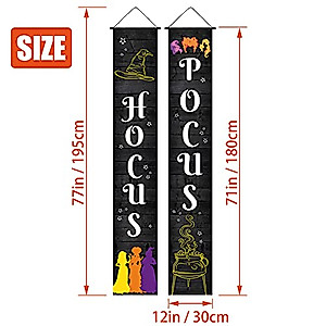 Halloween Front Porch Decor - Hocus Pocus Porch Sign Hanging Decorations Banner Outside
