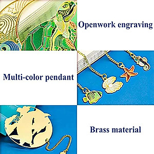 MUSHENJI Metal Bookmark in Marine Style, Cute Bookmarks for Women,Kids,Students,Teachers and Book Lovers, Funny Cool Book Markers (Turtle)