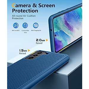 JXVM for Samsung Galaxy S21 FE Case: Dual Layer Protective Heavy Duty Cell Phone Cover Shockproof Rugged with Non Slip Textured Back - Military Protection Bumper Tough - 6.4inch (Blue Navy)
