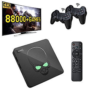 Kinhank Super Console X King Video Game Console Built-in 88000+ Games, Android 9.0&EmuELEC 4.5&CoreE System, 4K UHD Output, 2.4G/5G, Voice Remote Control, 2 Wireless Controllers (64G)