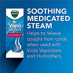 Vicks VapoSteam Medicated Liquid with Camphor, a Cough Suppressant, 8 Oz – VapoSteam Liquid Helps Relieve Coughing, for Use in Vicks Vaporizers and Humidifiers
