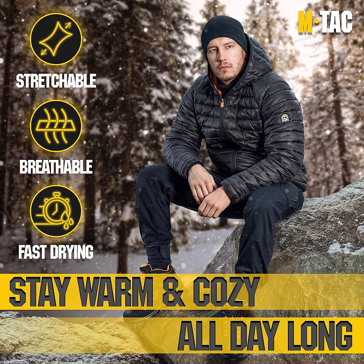 M-Tac Fleece Watch Cap - Tactical Beanie Hat Winter Skull Cap Cold Weather (Navy Blue, M)