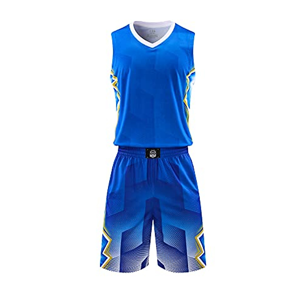 Topeter Men’s Basketball Jersey and Shorts Team Uniform with Pockets Sportswear Uniform Blue 2XL