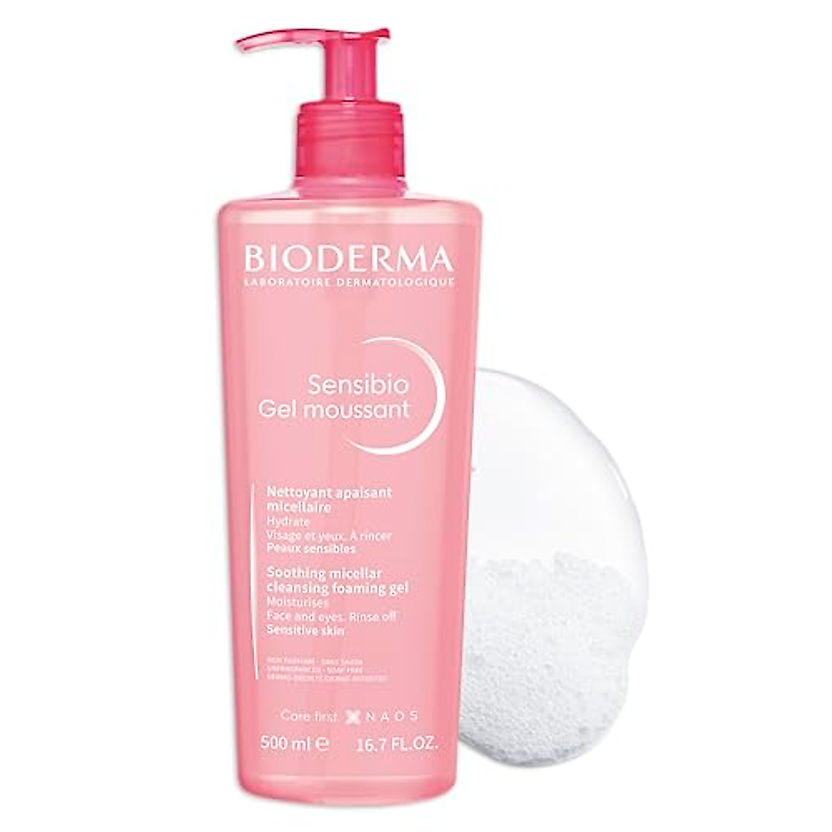 Bioderma Sensibio Foaming Gel Cleansing and Make-Up Removing Refreshing feeling for Sensitive Skin Unscented, 16.7 Fl Oz