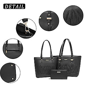Women Fashion Handbags Tote Bag for work Shoulder Bag Top Handle Satchel gift (6602#Black)