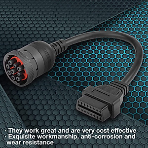 Yosoo Health Gear OBD2 Extension Cable, Female 16 Pin OBD2 9 Pin Adapter, 9 Pin to 16 Pin OBD2 Truck Diagnostic Scanner Cable Adapter for Car Auto Diagnostic Scanner Tool Converter Cord