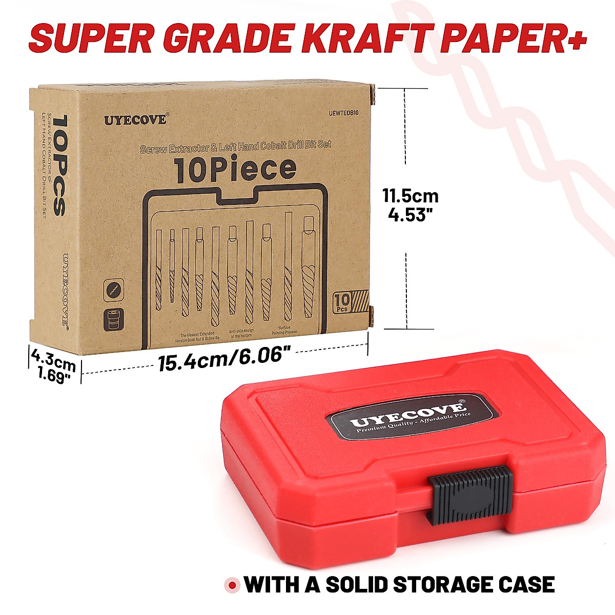 UYECOVE 14 Pieces Screw Extractor Set, 35# Cr-Mo & 6542 HSS Steel Cobalt Left Hand Drill Bits Set for Removing Stripped Screws and Broken Bolts Ez Out Screw Extractor Set Broken Bolt Extractor Kit