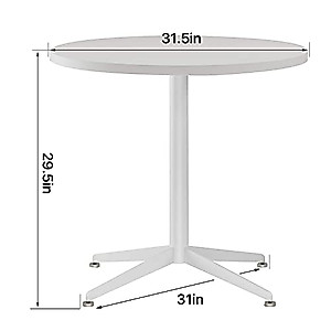 SENGLIDA White Dining Table Round Small Office Table Conference Table Coffee Meeting Table for Office Boardroom Kitchen Living Room Waterproof Desktop Easy Assembly 31.5 inch